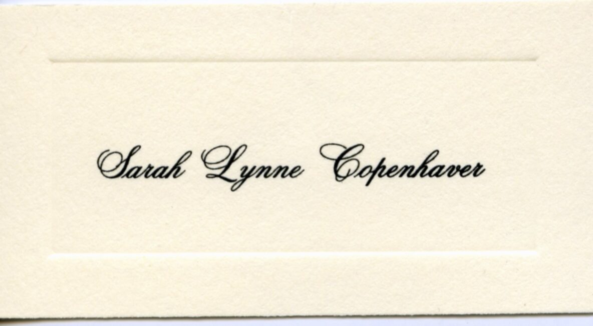 Graduation Announcement for Sarah Lynne Copenhaver-Name Card - Smyth ...