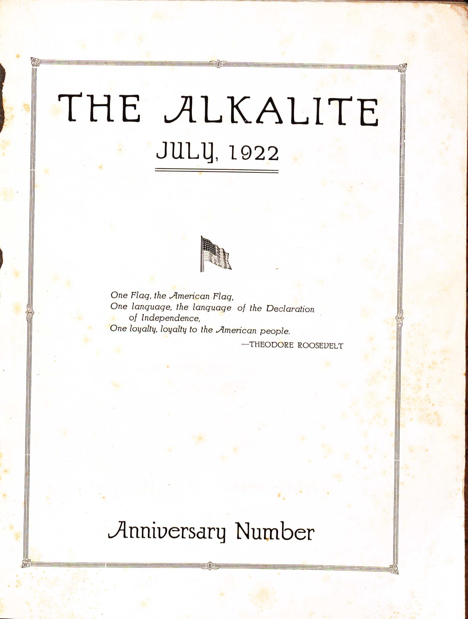 Alkalite-July 1922-Cover Page - Smyth County Public Libraries
