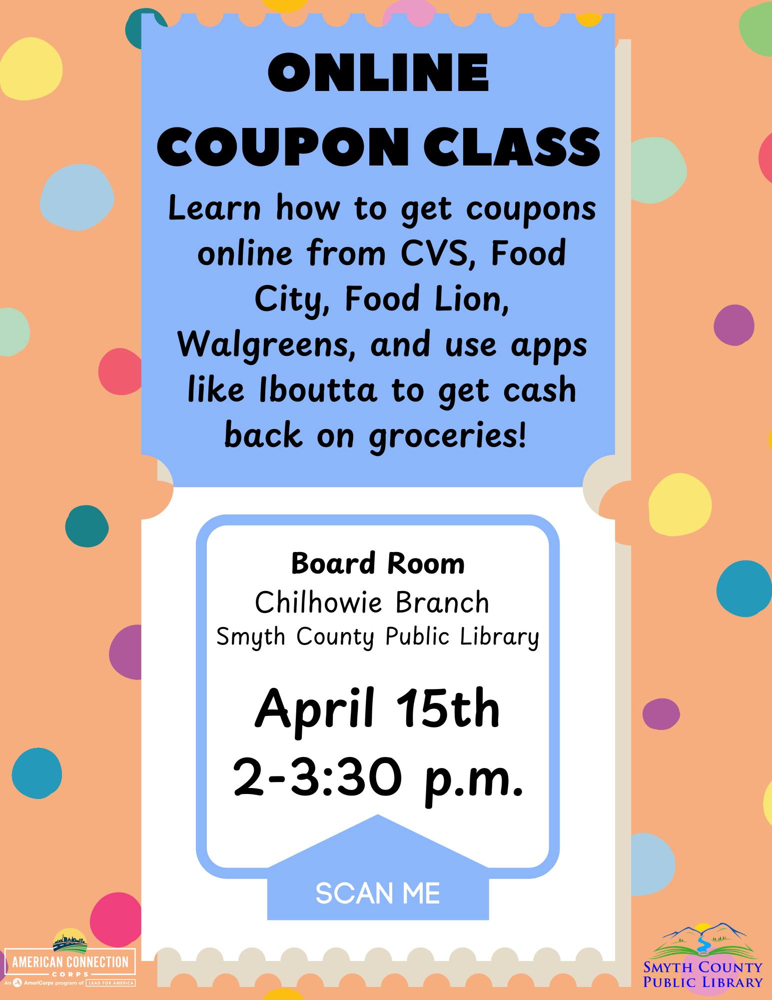 Online Couponing Class at Chilhowie Library - Smyth County Public Libraries