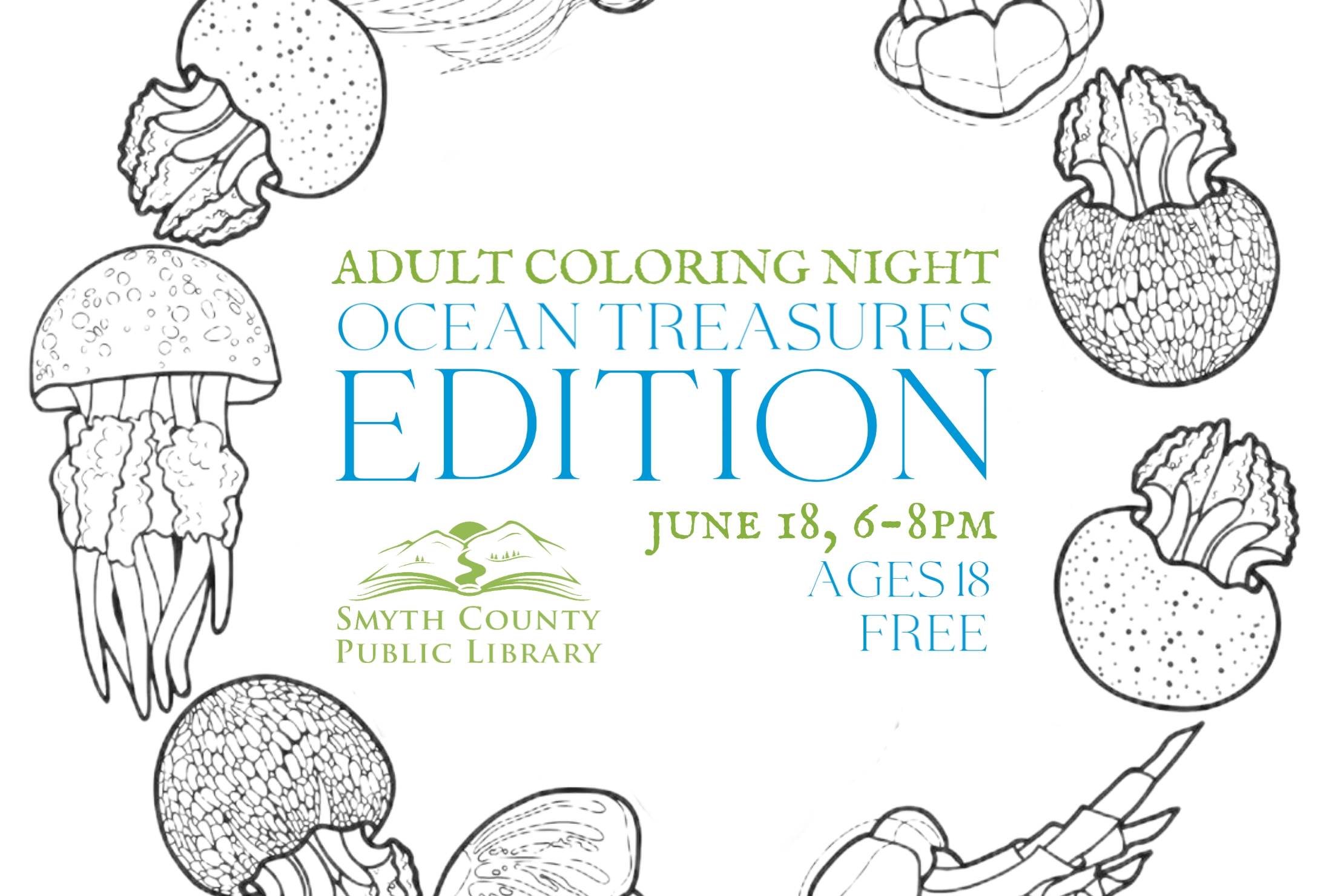 ADULT COLORING NIGHT: Ocean Treasures Edition - Smyth County Public ...
