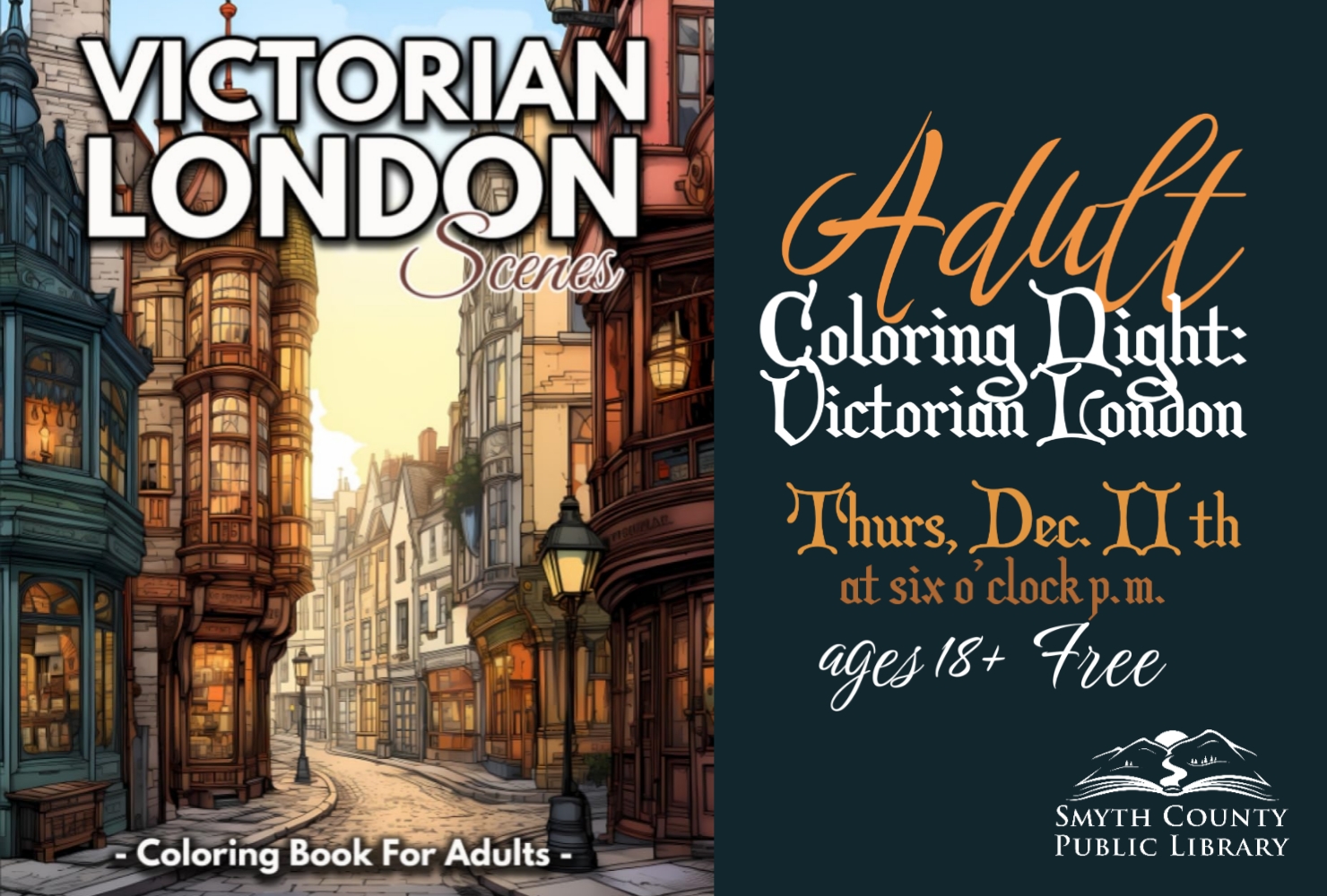 ADULT COLORING NIGHT: Victorian London Edition (Ages 18+) - Smyth ...