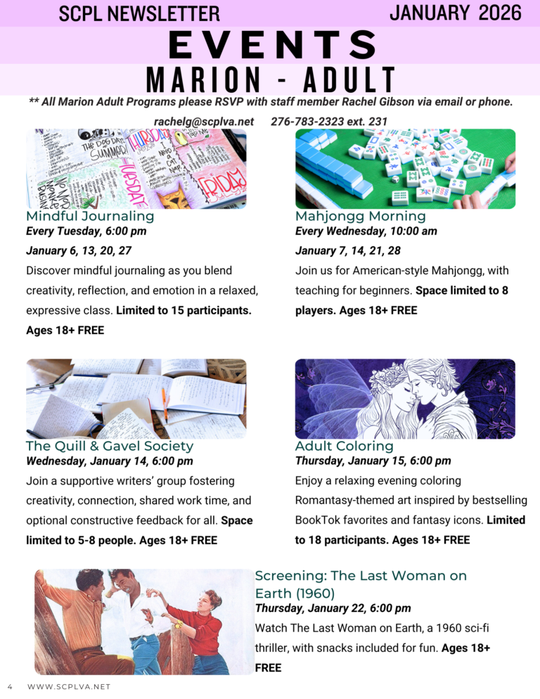 January 2026 Newsletter - Happy New Year! - Smyth County Public Libraries